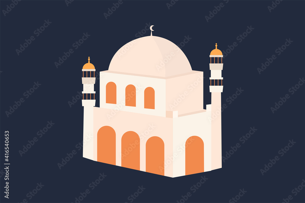 Muslim mosque building flat design. Flat with simple objects. Vector ...