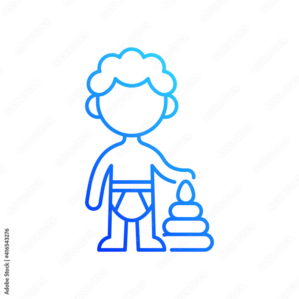 Male toddler gradient linear vector icon. 1-2 years old. Child ...