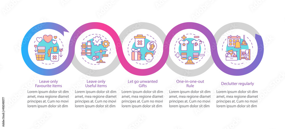 Tips of decluttering vector infographic template. Leave useful items ...
