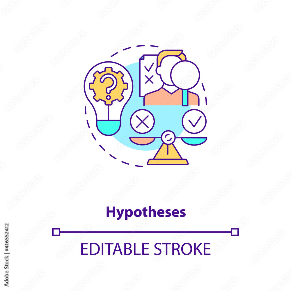 Hypotheses concept icon. Specific, clear, and testable proposition idea ...