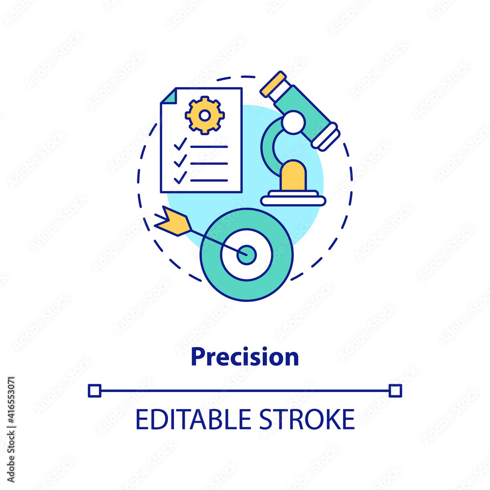 Precision concept icon. Measuring theoretical concepts idea thin line ...