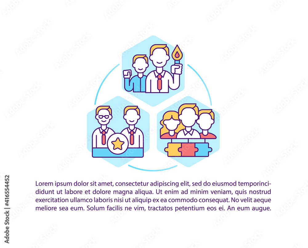 Teams of top management concept icon with text. Budgets and projects ...