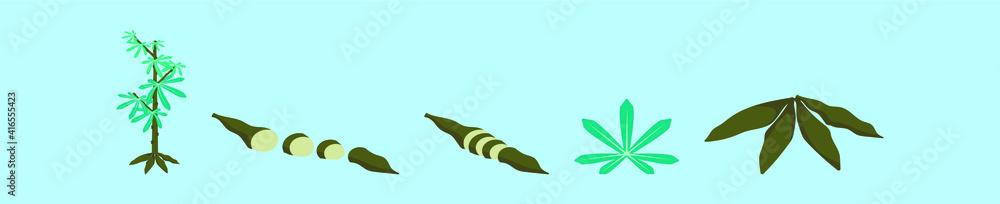 set of cassava cartoon icon design template with various models. vector ...