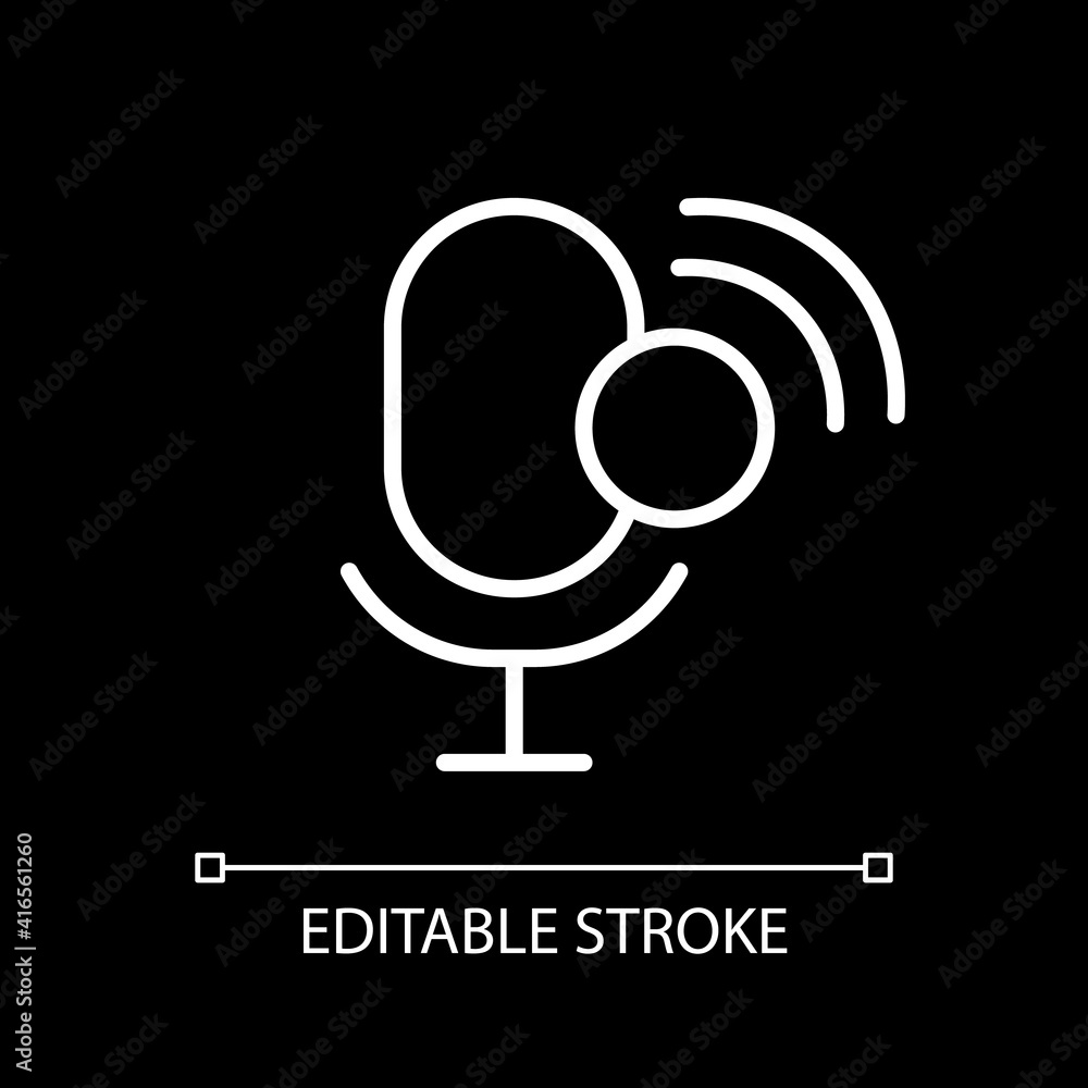 Voice assistant app white linear icon for dark theme. Mobile ...