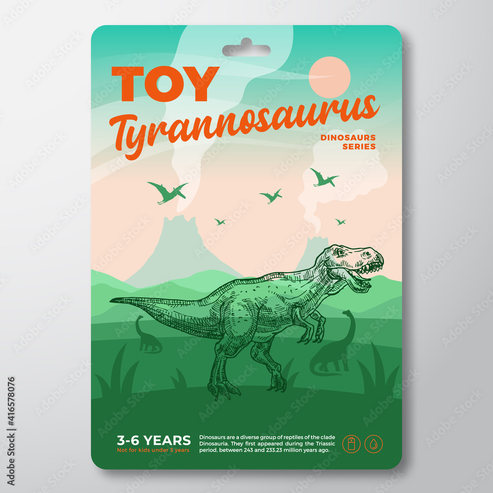 Toy Dinosaur Label Template. Abstract Vector Packaging Design Layout ...