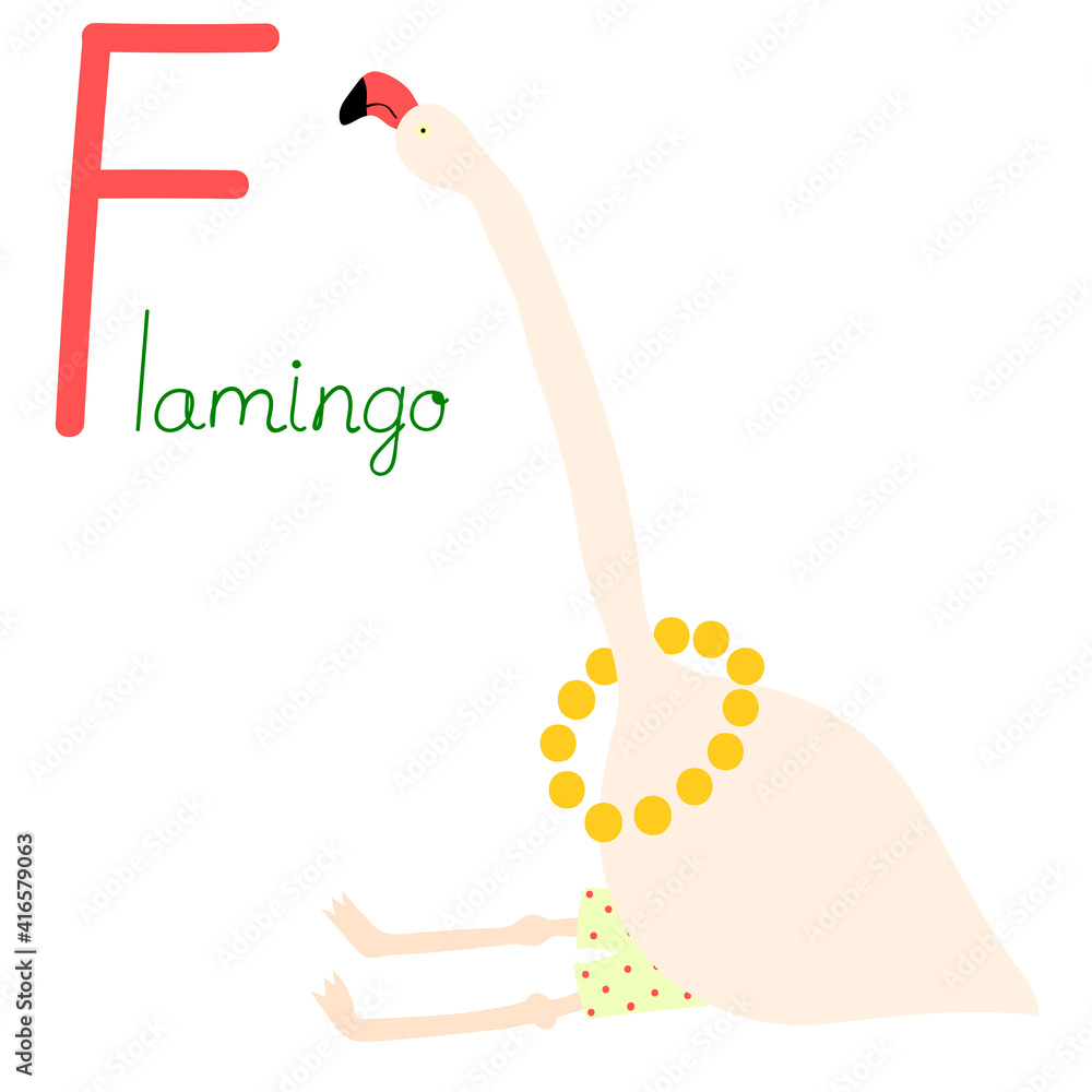 Educational Cartoon Vector Illustration Hand drawn English letter F ...