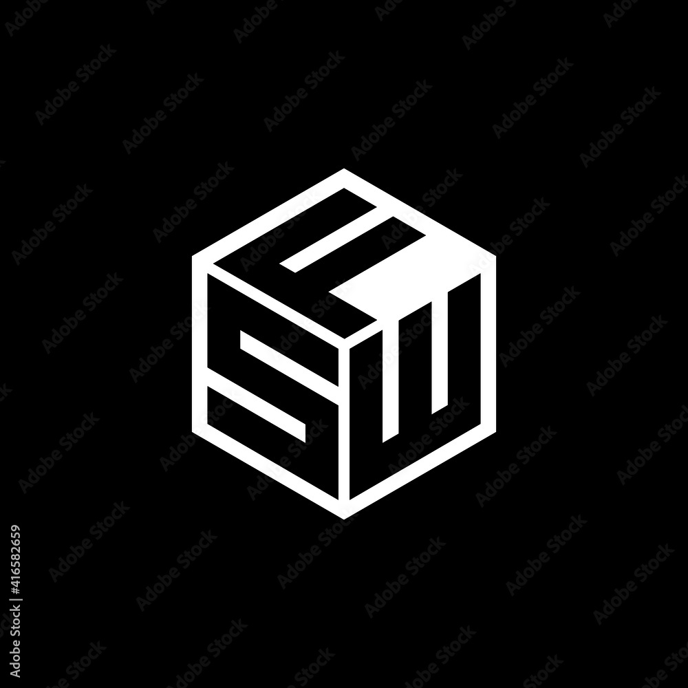 SWF letter logo design with black background in illustrator, cube logo ...