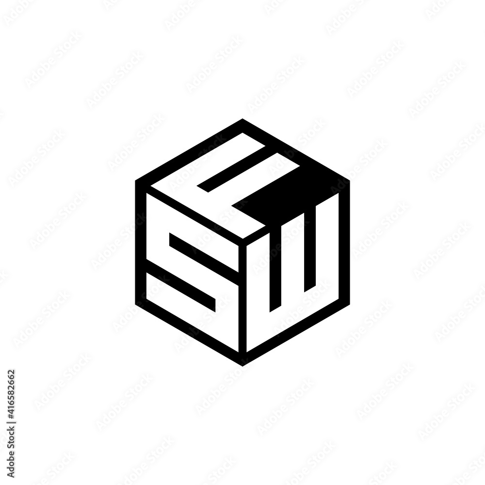 SWF letter logo design with white background in illustrator, cube logo ...