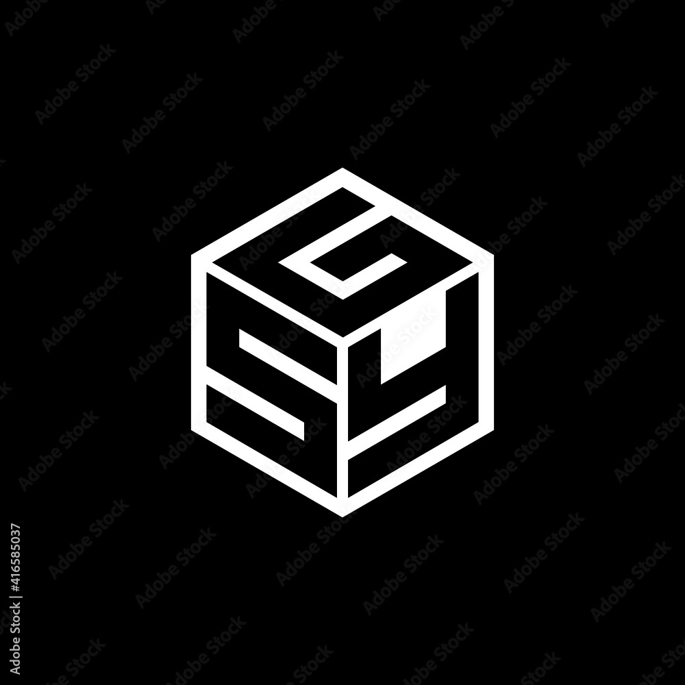 SYG letter logo design with black background in illustrator, cube logo ...