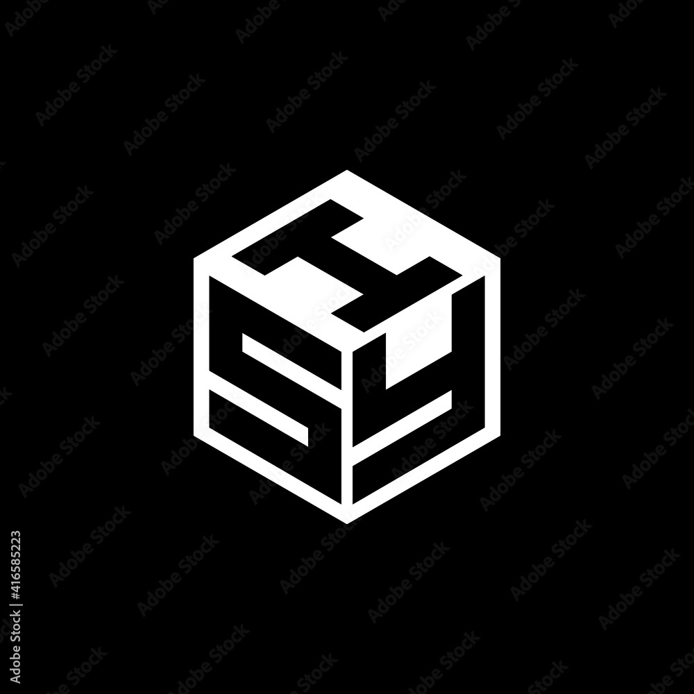 SYI letter logo design with black background in illustrator, cube logo ...