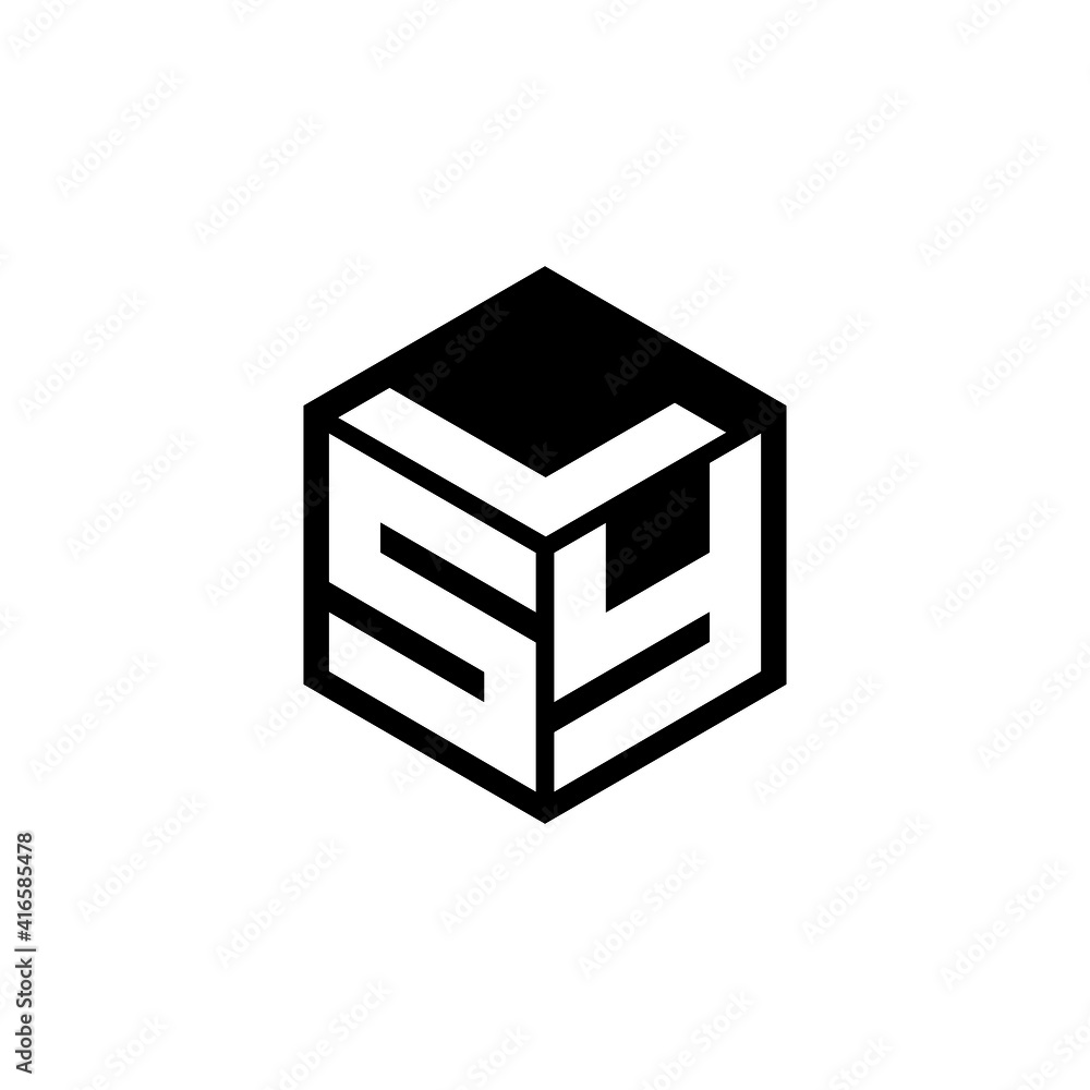 SYL letter logo design with white background in illustrator, cube logo ...