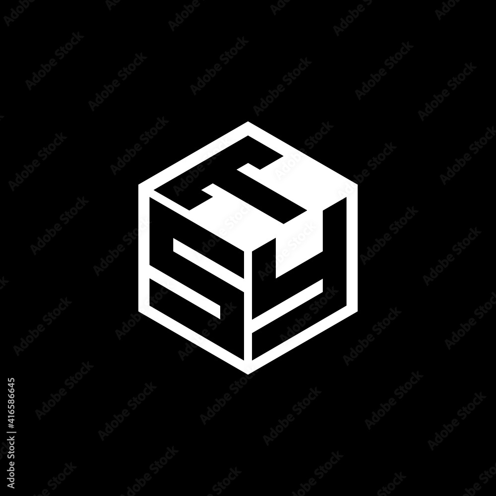 SYT letter logo design with black background in illustrator, cube logo ...