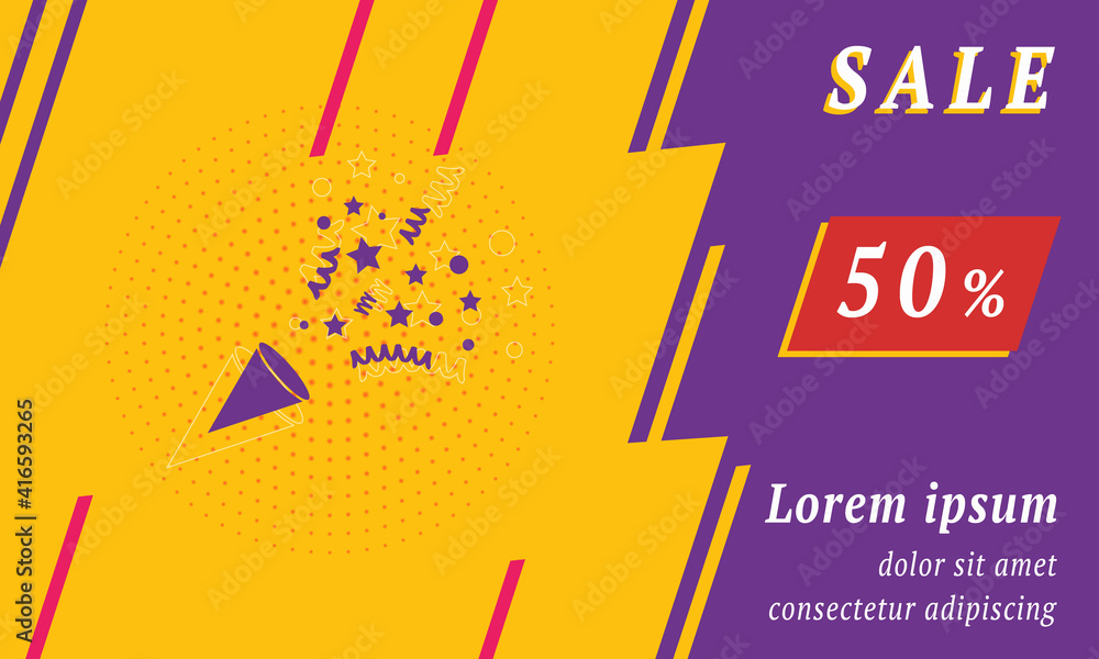 Sale promotion banner with place for your text. On the left is the ...