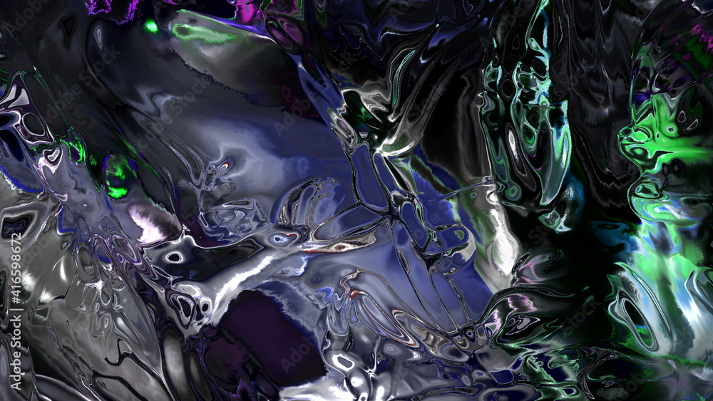 color surface design, 3D rendering abstract liquid art. Blue gemstones ...