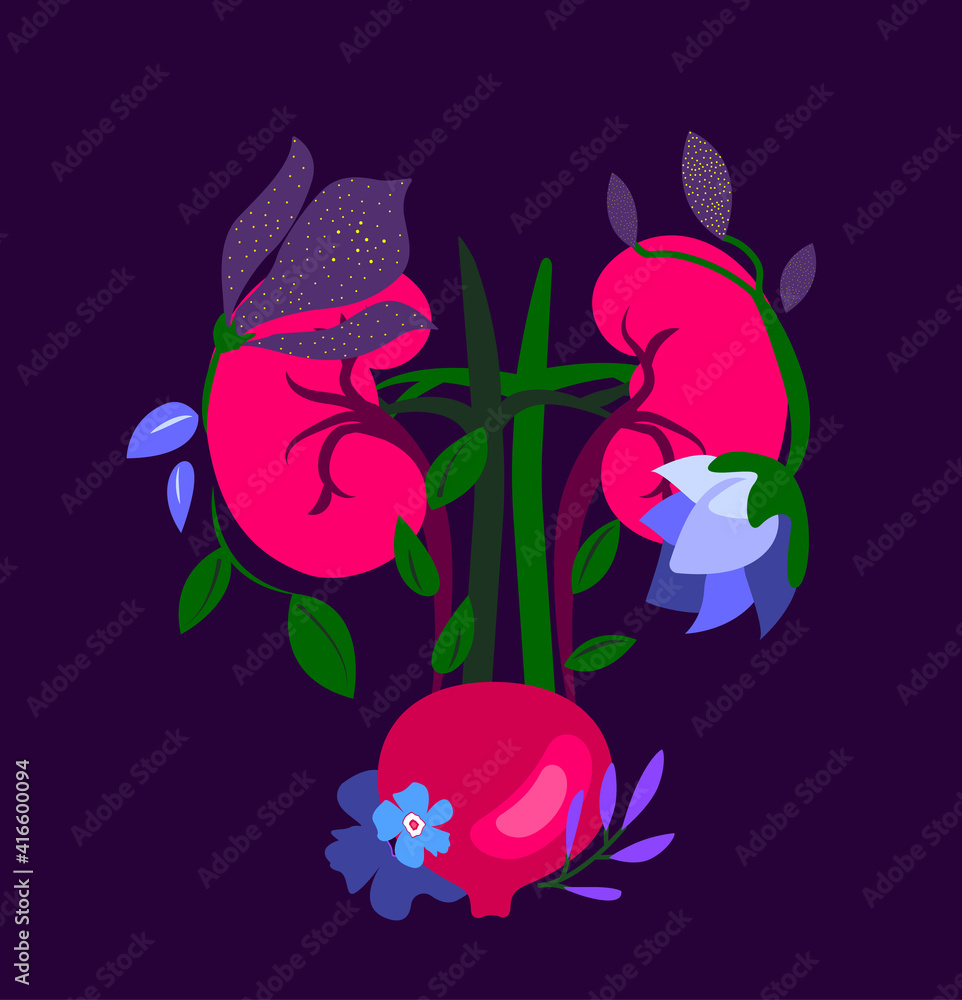 Beautiful Flowered Kidneys,Bladder Nephros,Kidney,Renal System,Flowers ...