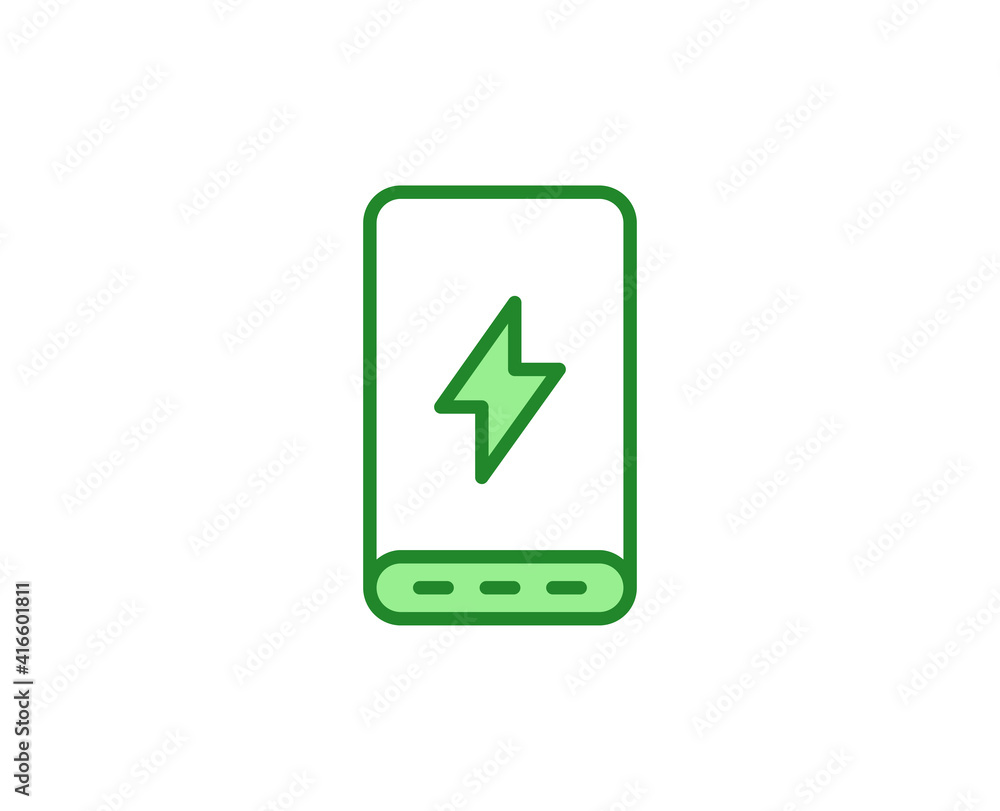 Line Green power icon isolated on white background. Outline symbol for ...