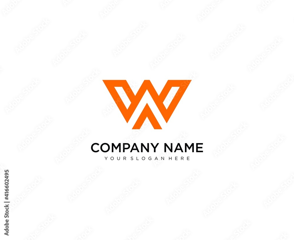 W lettering logo design. Creative minimal monochrome monogram symbol ...