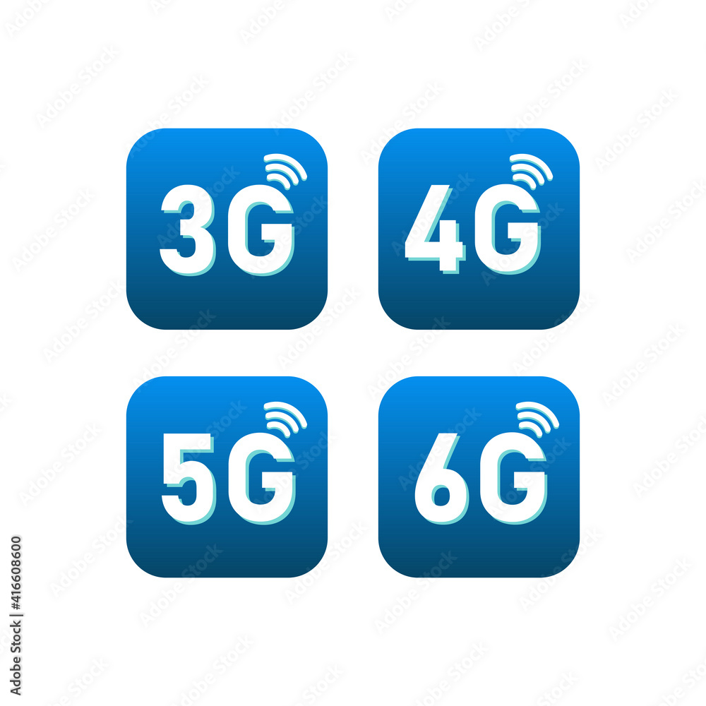 3g, 4g, 5g, 6g icon set for internet and phone. Vector illustration ...