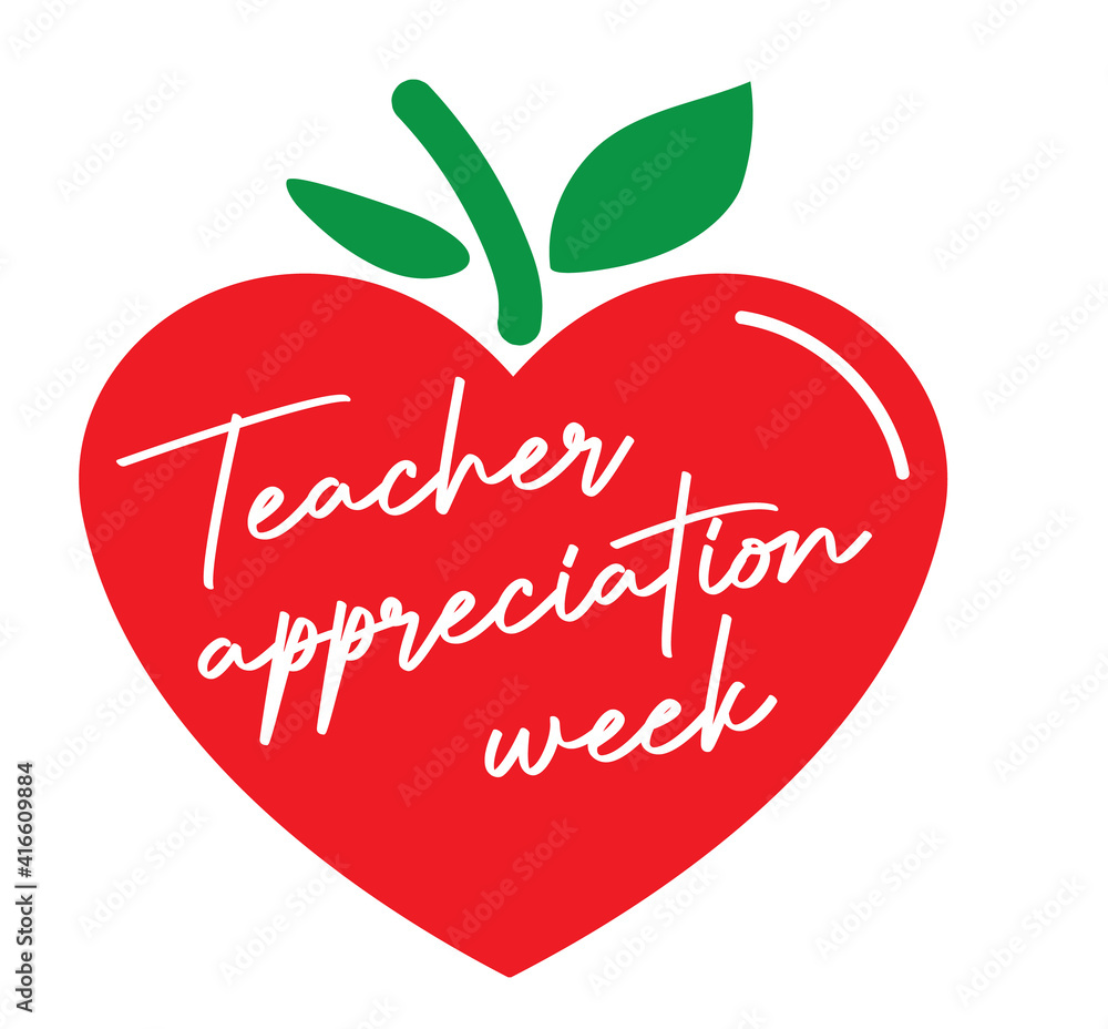 Teachers appreciation week red apple with script Stock Vector | Adobe Stock