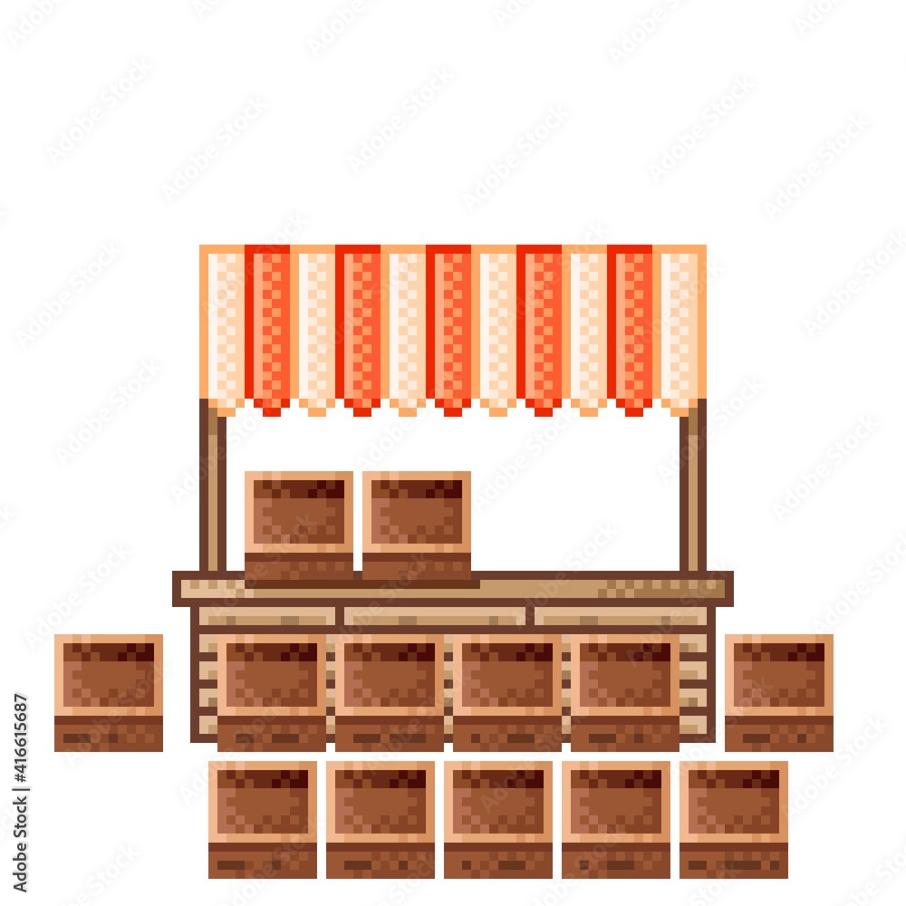 Vegetable stand panel pixel art. Market pixel art. Fruit and vegetable ...