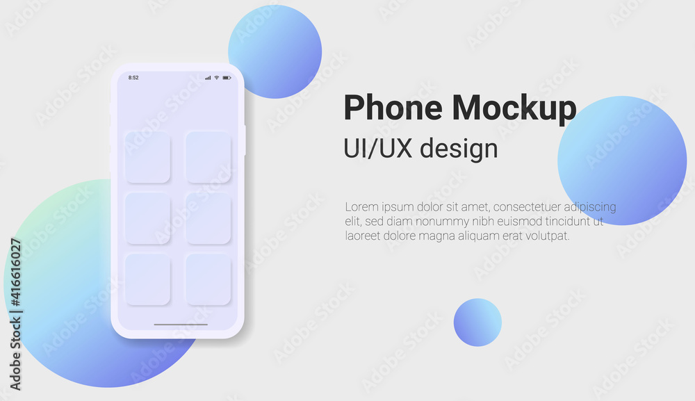 Mockup phone for UI interface in Neomorphism design style with circles ...