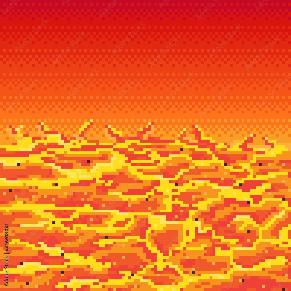 Lava pixel art. Lava in space. Art lava background. Hot Galaxy. Hell ...