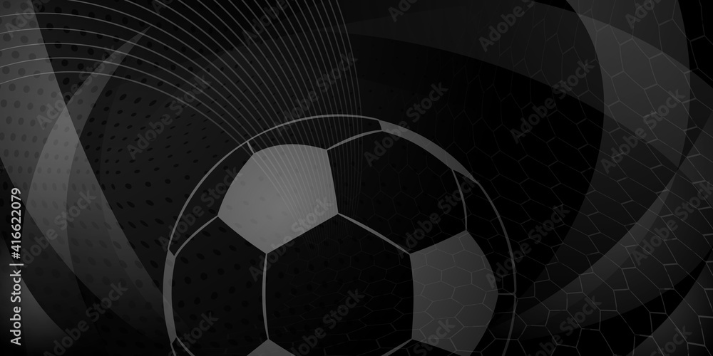 Football or soccer background with big ball in black colors Stock ...