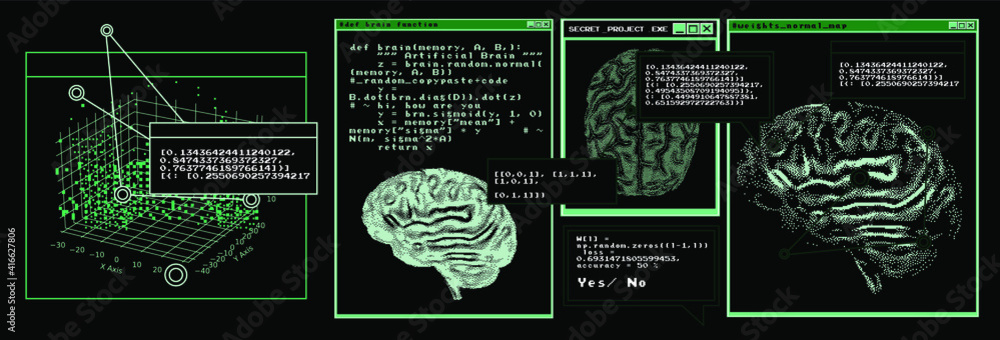 Sci-fi futuristic dashboard with message boxes and windows. Computer ...