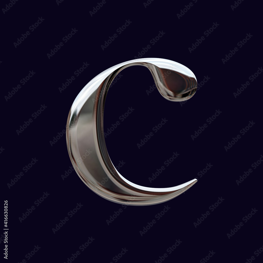 ภาพประกอบสต็อก Alphabet letter c with glossy metal texture (chrome ...