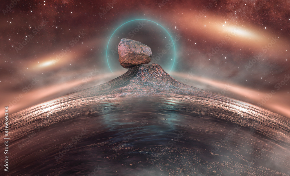 The planet Mars. Fantasy landscape of the red planet. Relief of a ...