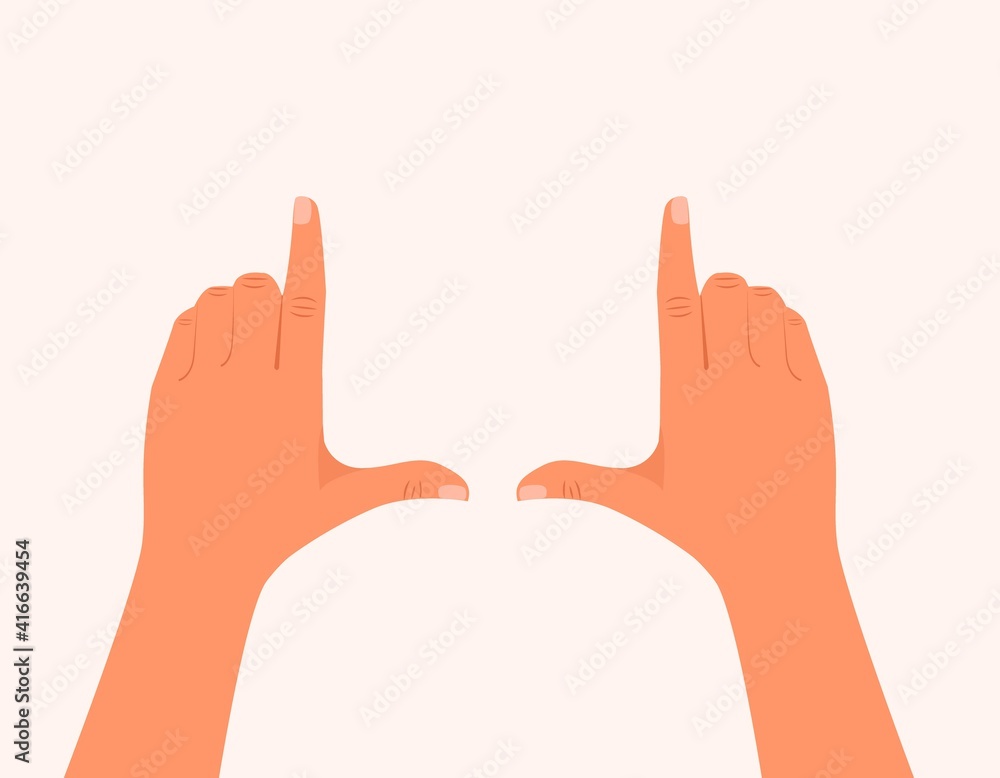 Female hands framing comosition. Isolated on white. Photo Frame Hands ...