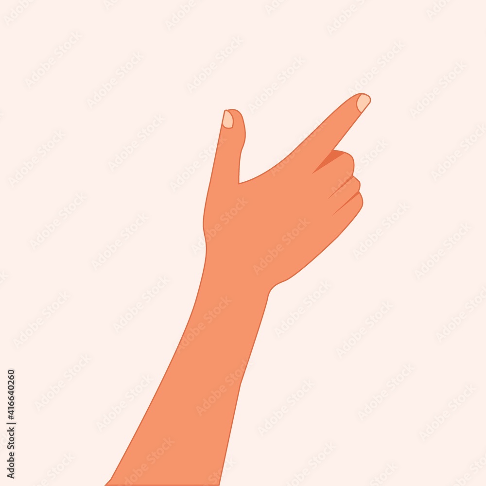 Hand touching or pointing to something with the index finger. Hand ...