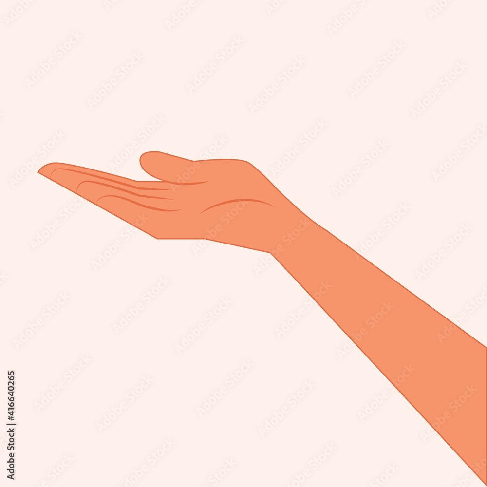 Empty single hand holding something isolated on white background. Open ...