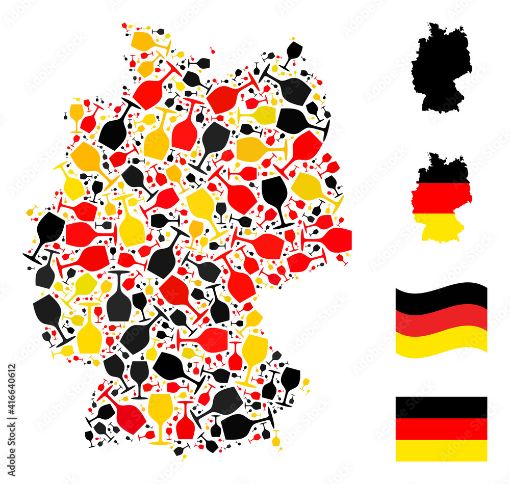 Germany state map mosaic in German flag official colors - red, yellow ...