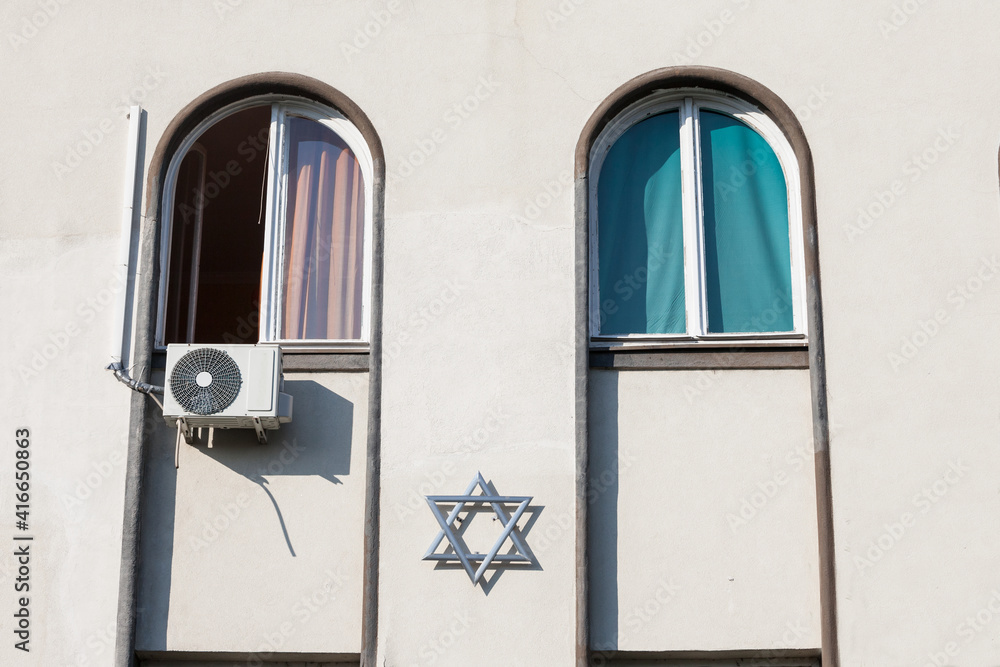Magen David, the traditional jewish star, on display on the ...