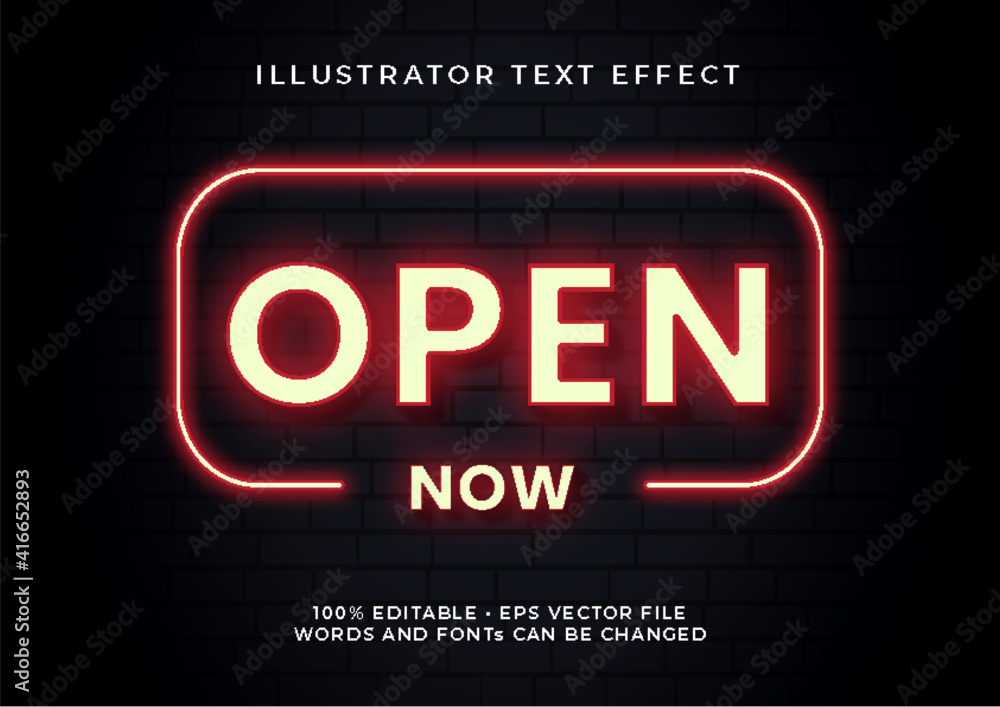 neon text effect illustrator Stock Vector | Adobe Stock