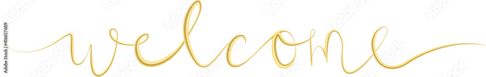 Welcome vector words with gold lettering on white background in quaint ...