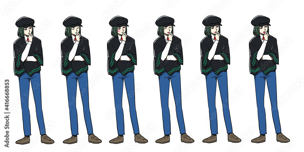 6 types of high school detective character facial expressions Stock ...