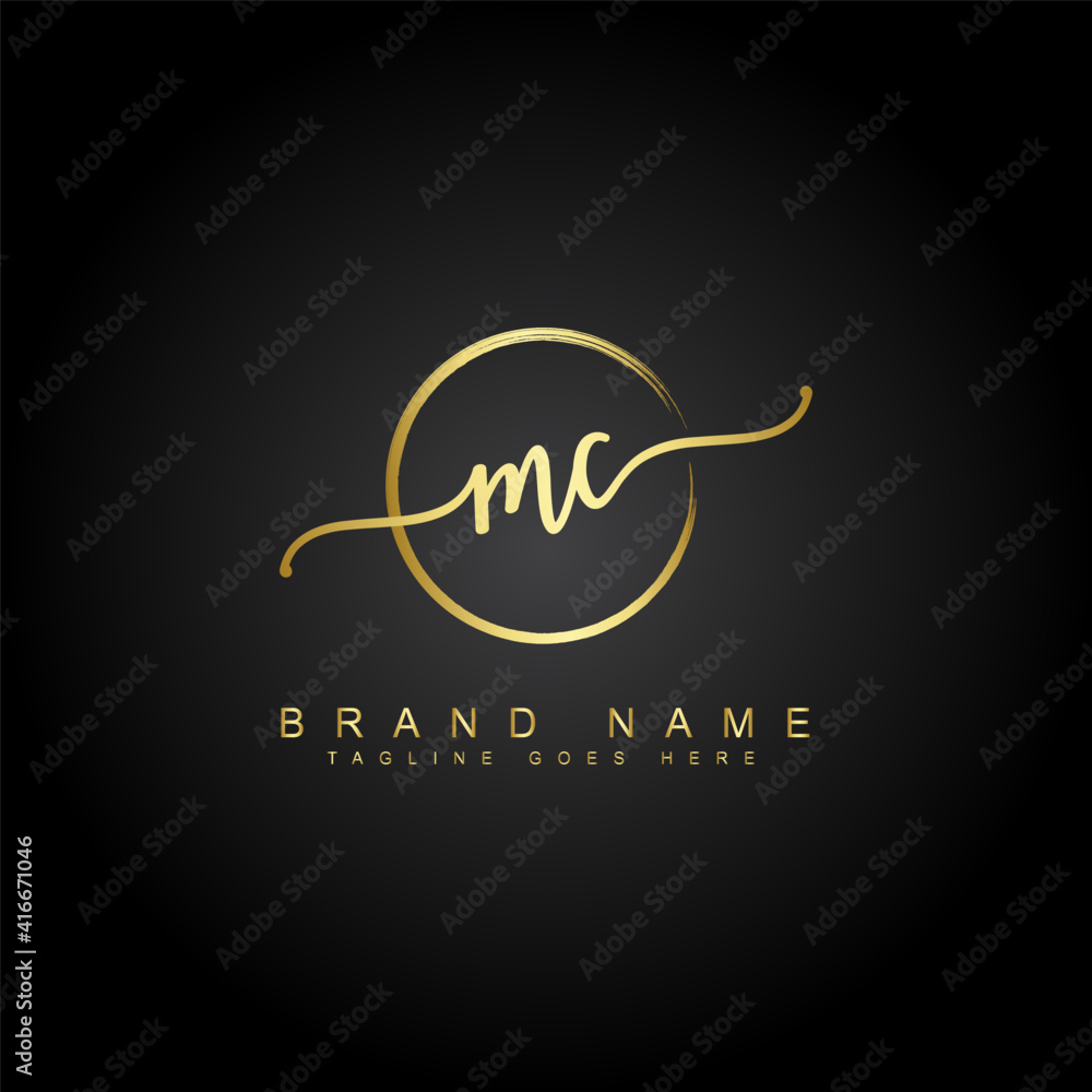 Initial Letter MC Logo - Handwritten Signature Logo Stock Vector ...