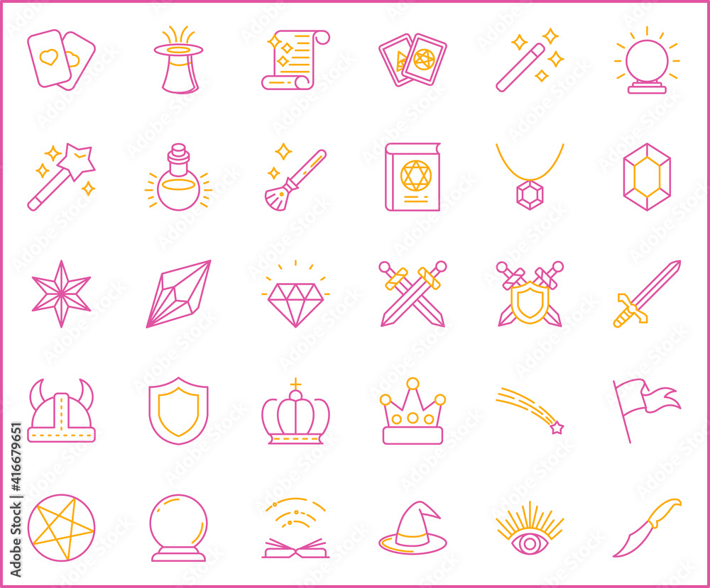 Set of magic and alchemy icons line style. It contains such Icons as ...