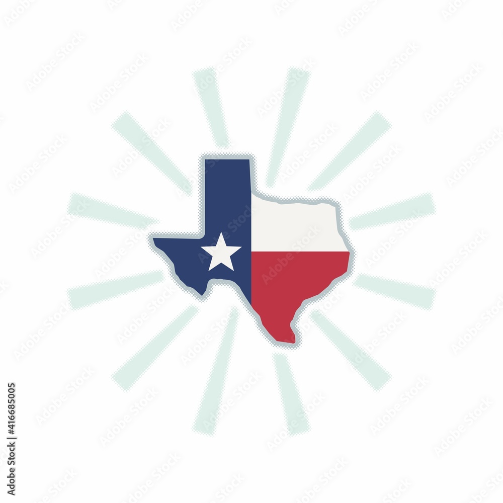 Colored flag illustration, Texas map, rays on a white background ...