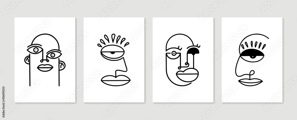Abstract portrait poster set. Modern home decor. Minimal and natural ...