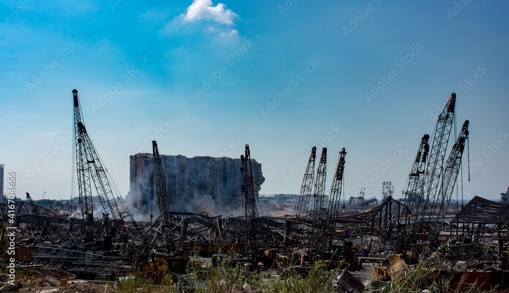Beirut port destroyed in a massive explosion in August 2020 Stock Photo ...