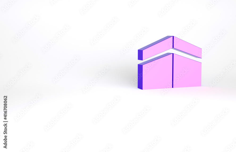 Purple Kaaba mosque icon isolated on white background. Kaaba hajj Mecca ...