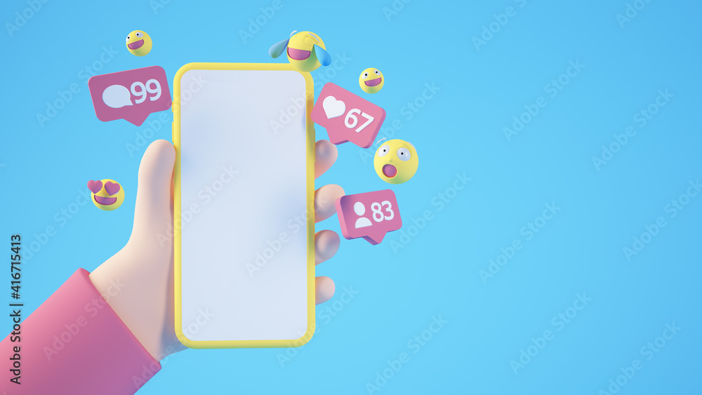 Cartoon hands holding smartphone Stock Illustration | Adobe Stock