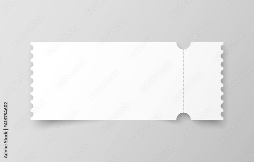 Photo & Art Print Realistic ticket with one stub rip line and shadow, Gurt