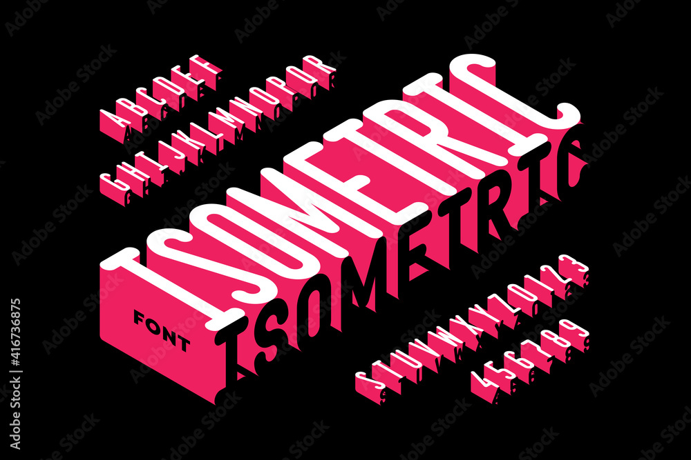 Isometric 3d style font, typography design, alphabet letters and ...