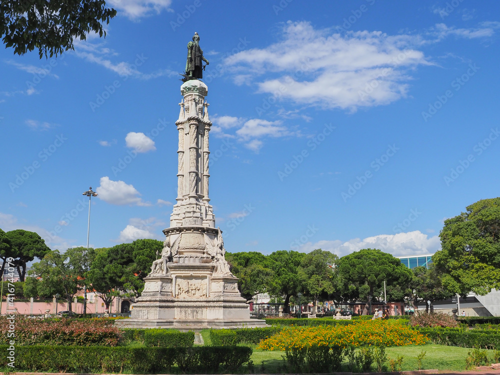 Beautiful monument in Lisbon, bronze sculpture of Governor Afonso de ...