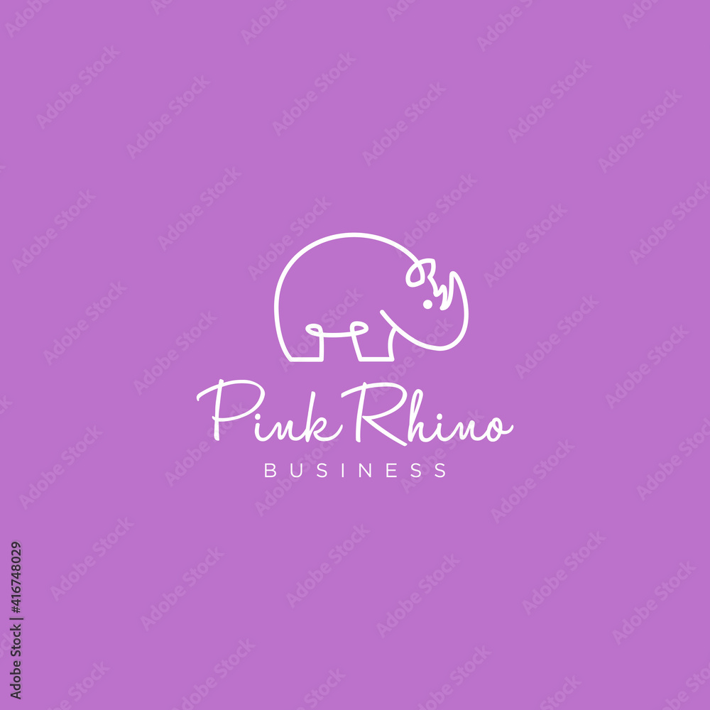 white rhino logo design, cute rhino vector template, baby rhino sign ...
