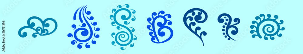 set of koru cartoon icon design template with various models. vector ...